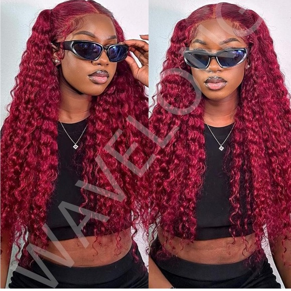 Hair | Very Deep Burgundy Deep Wave Lace Front Wigs Human Hair 99j 13x4 ...